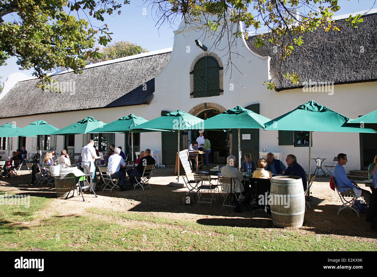 People dining outdoors at Jonkershuis Restaurant, Groot Constantia ...