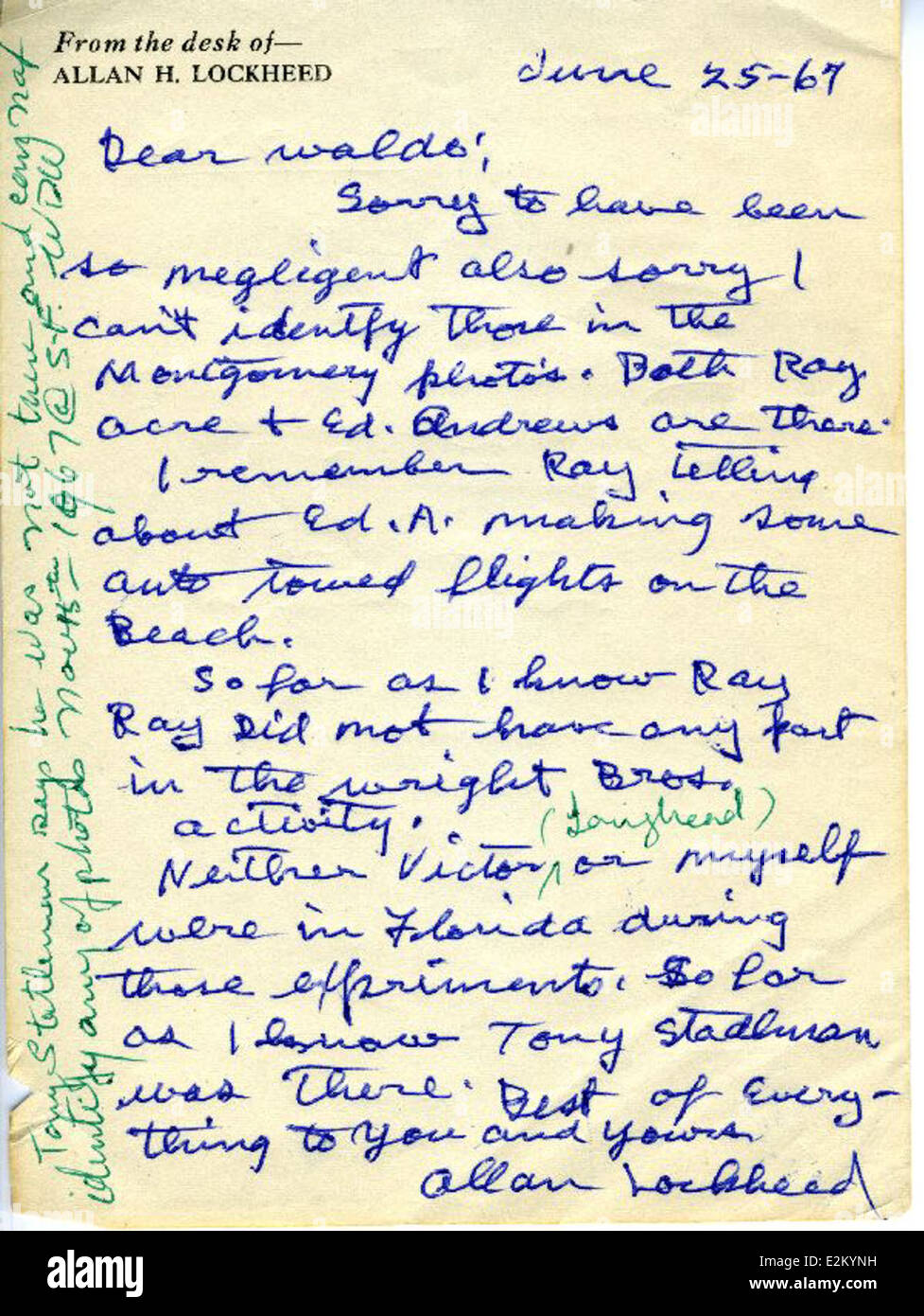 A signed photograph by Allan Lockheed, a key figure in Lockheed's ...