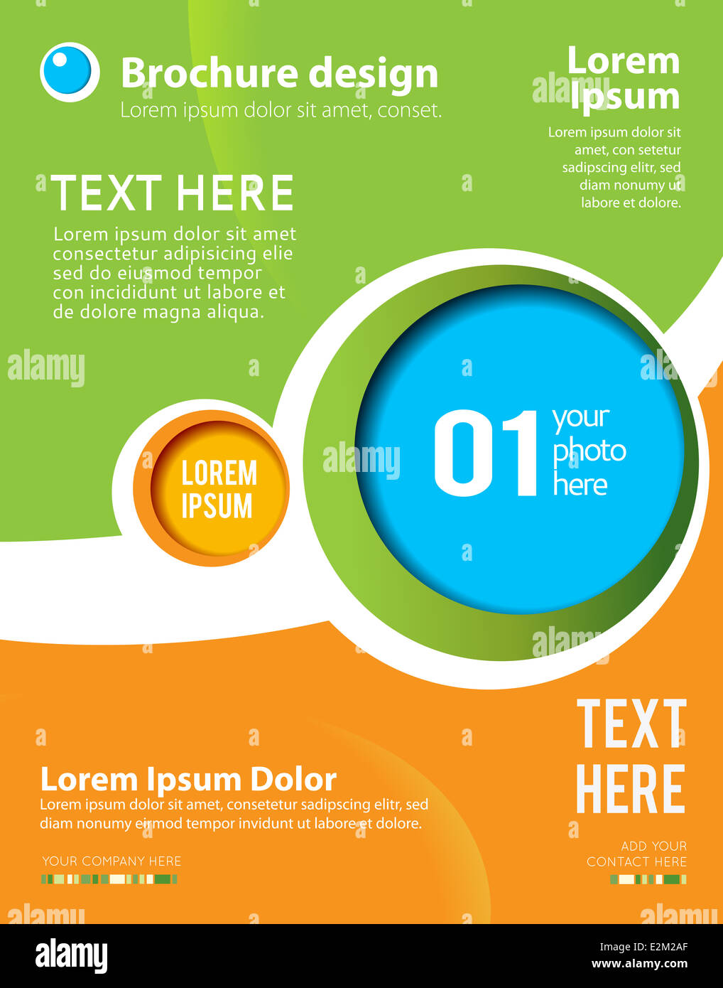 Magazine or brochure, vector design smooth wave curve lines and circles ...