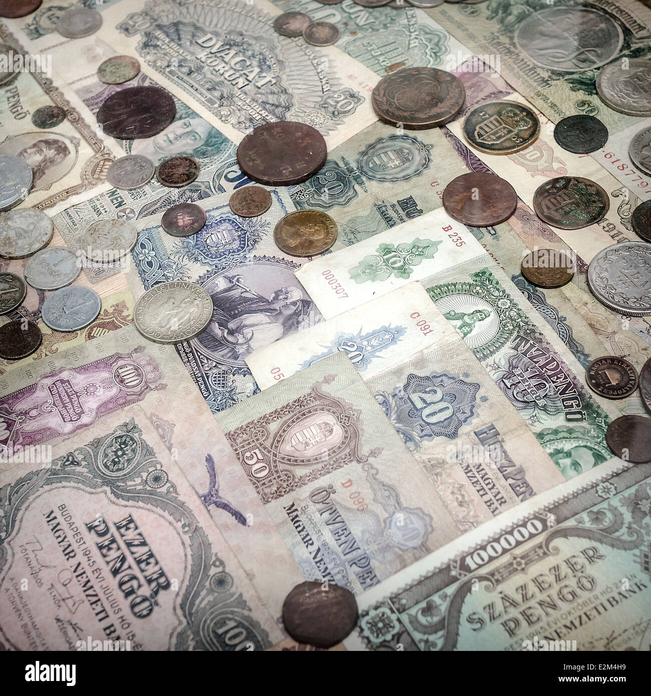 Old money, paper and coins. Abstract background Stock Photo - Alamy