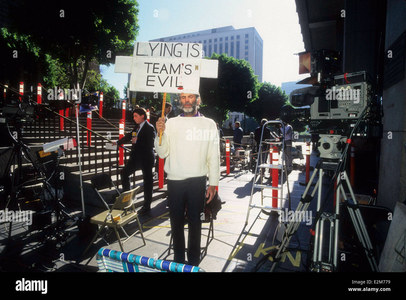 LOS ANGELES, CA – MARCH 1: Media outside the courthouse at the O.J ...