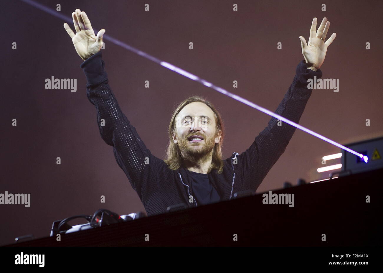 David Guetta performing live at a free concert at Tempelhof airport ...