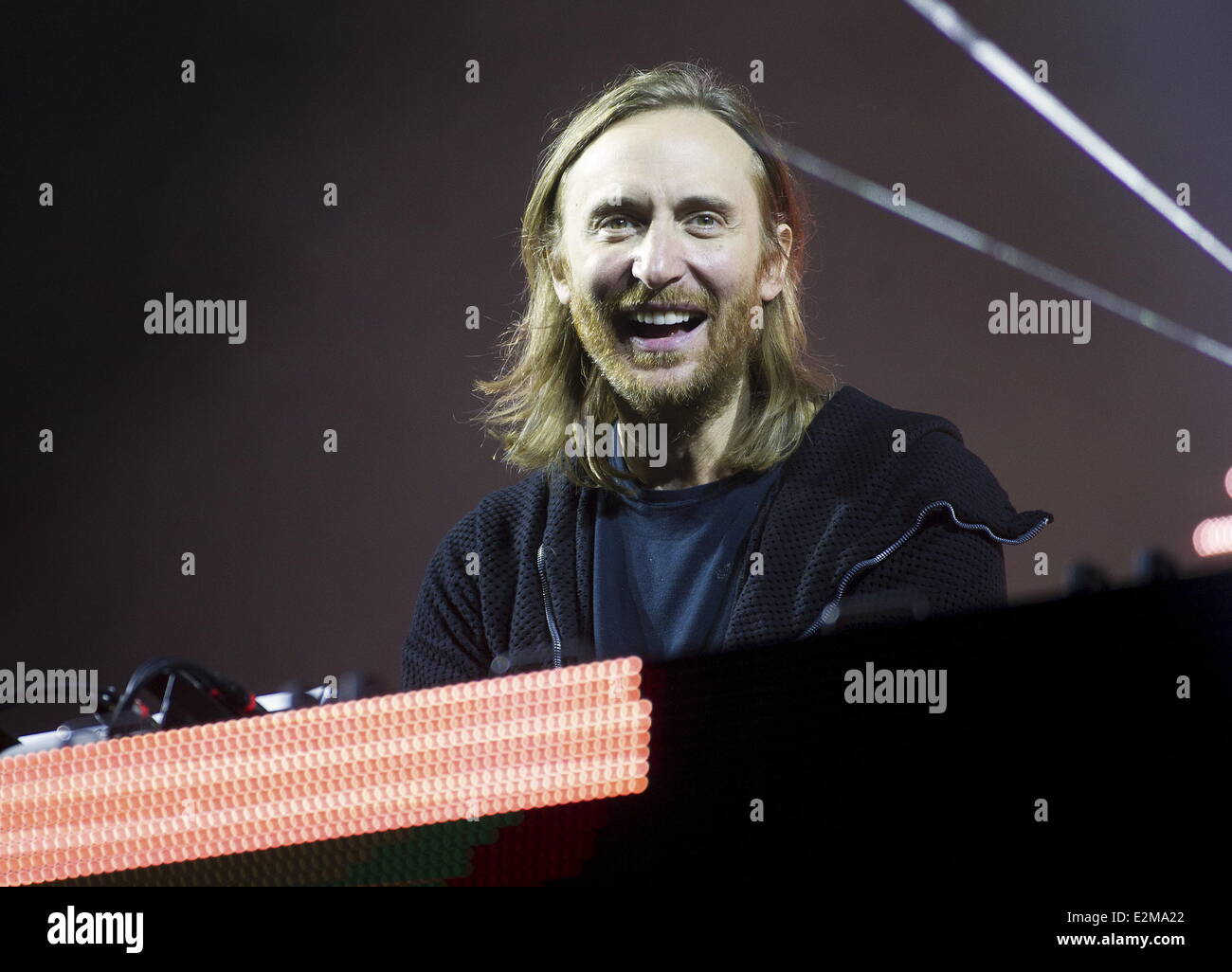 David Guetta performing live at a free concert at Tempelhof airport ...