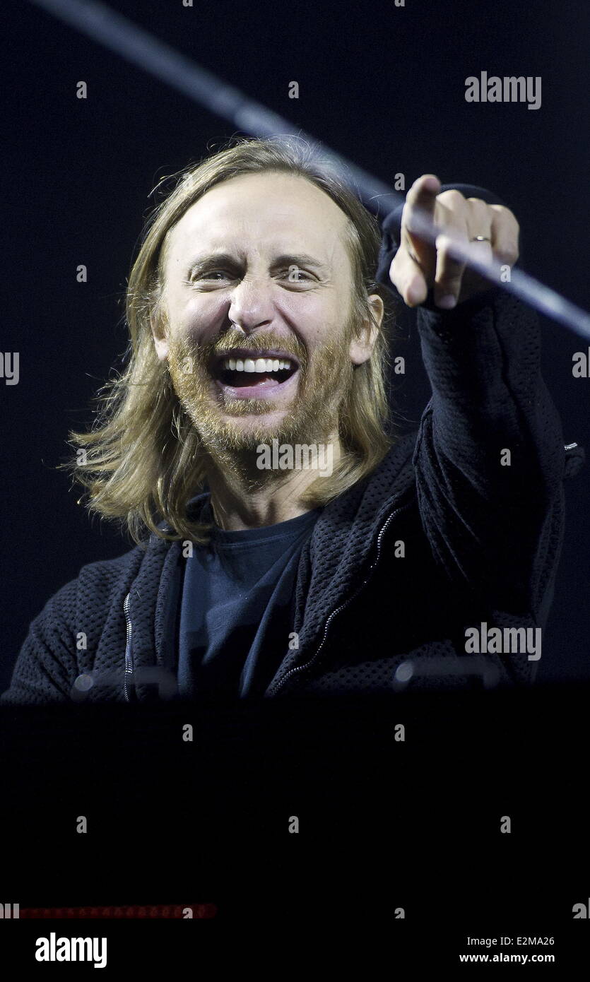 David Guetta performing live at a free concert at Tempelhof airport ...