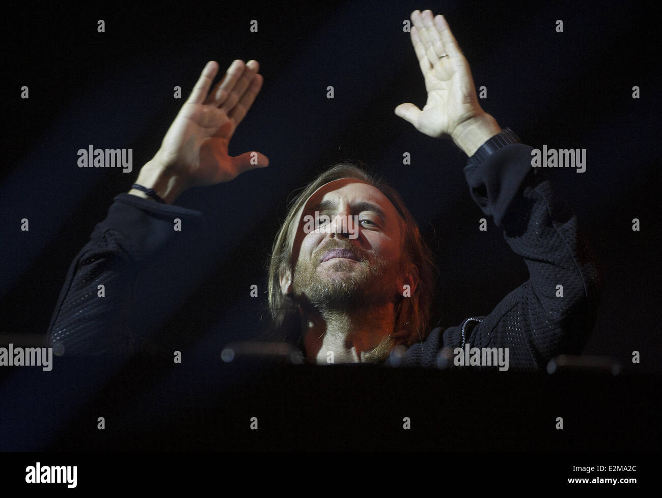 David Guetta performing live at a free concert at Tempelhof airport ...