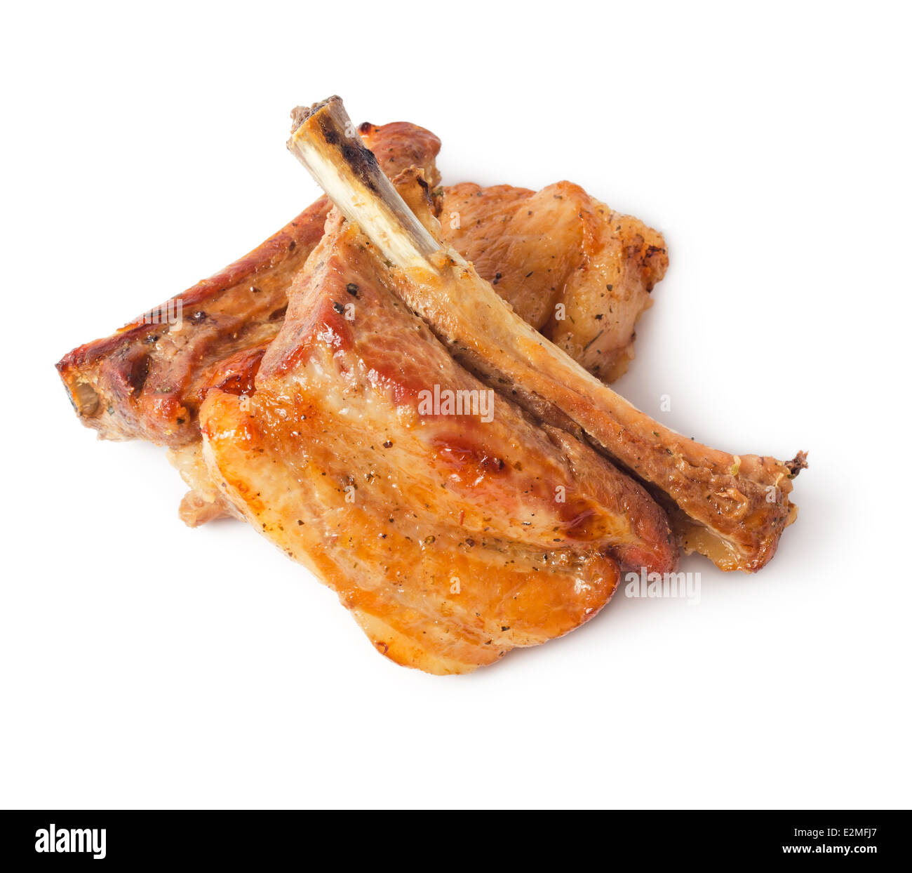 Grilled pork ribs isolated on white background Stock Photo - Alamy
