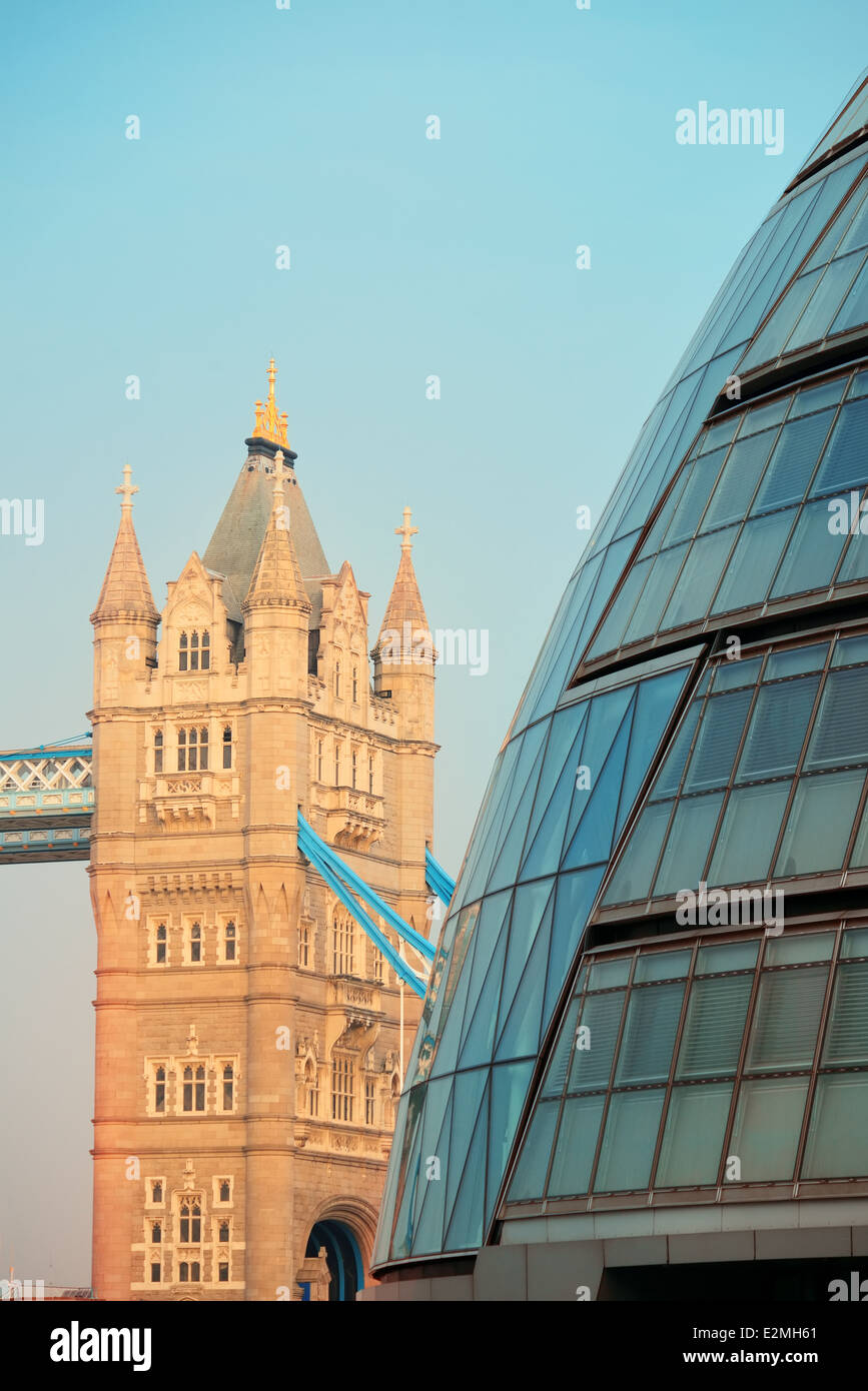 Tower Bridge in London with modern architecture Stock Photo - Alamy