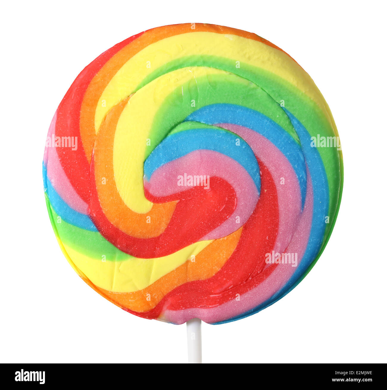 Bright rainbow lollipop on a white background Stock Photo - Alamy