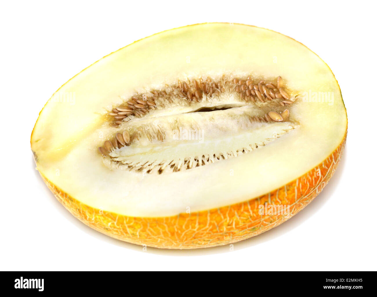 half cut melon on a white background Stock Photo - Alamy