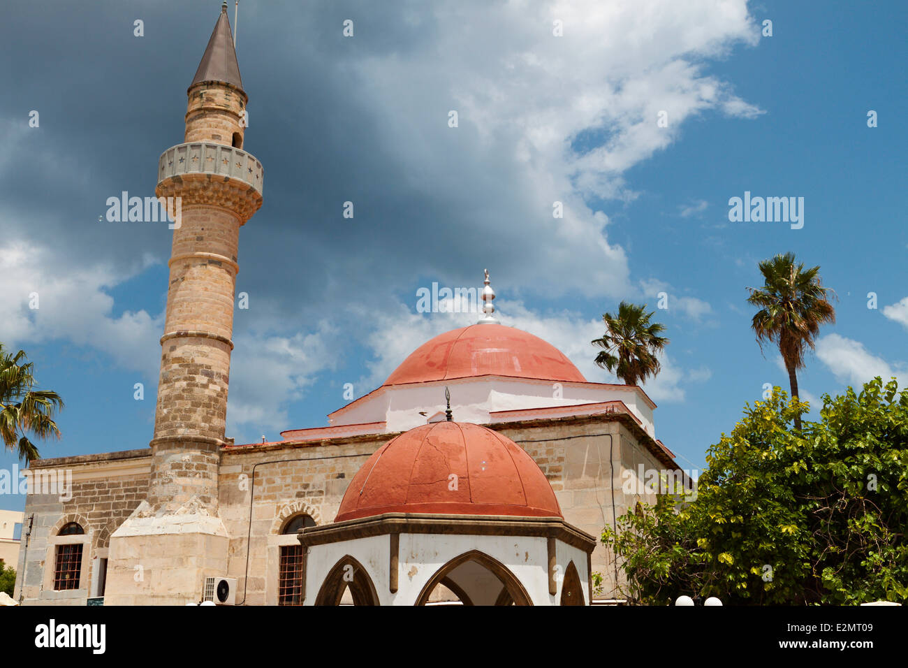 Deftendar Mosque at Freedom square of Kos island in Greece Stock Photo ...