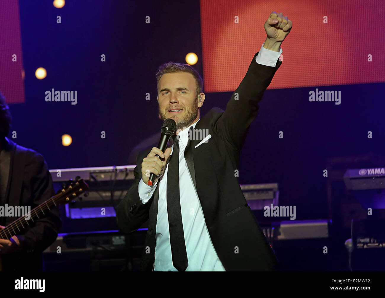 Gary Barlow performing live on stage at the Liverpool Philharmonic Hall ...
