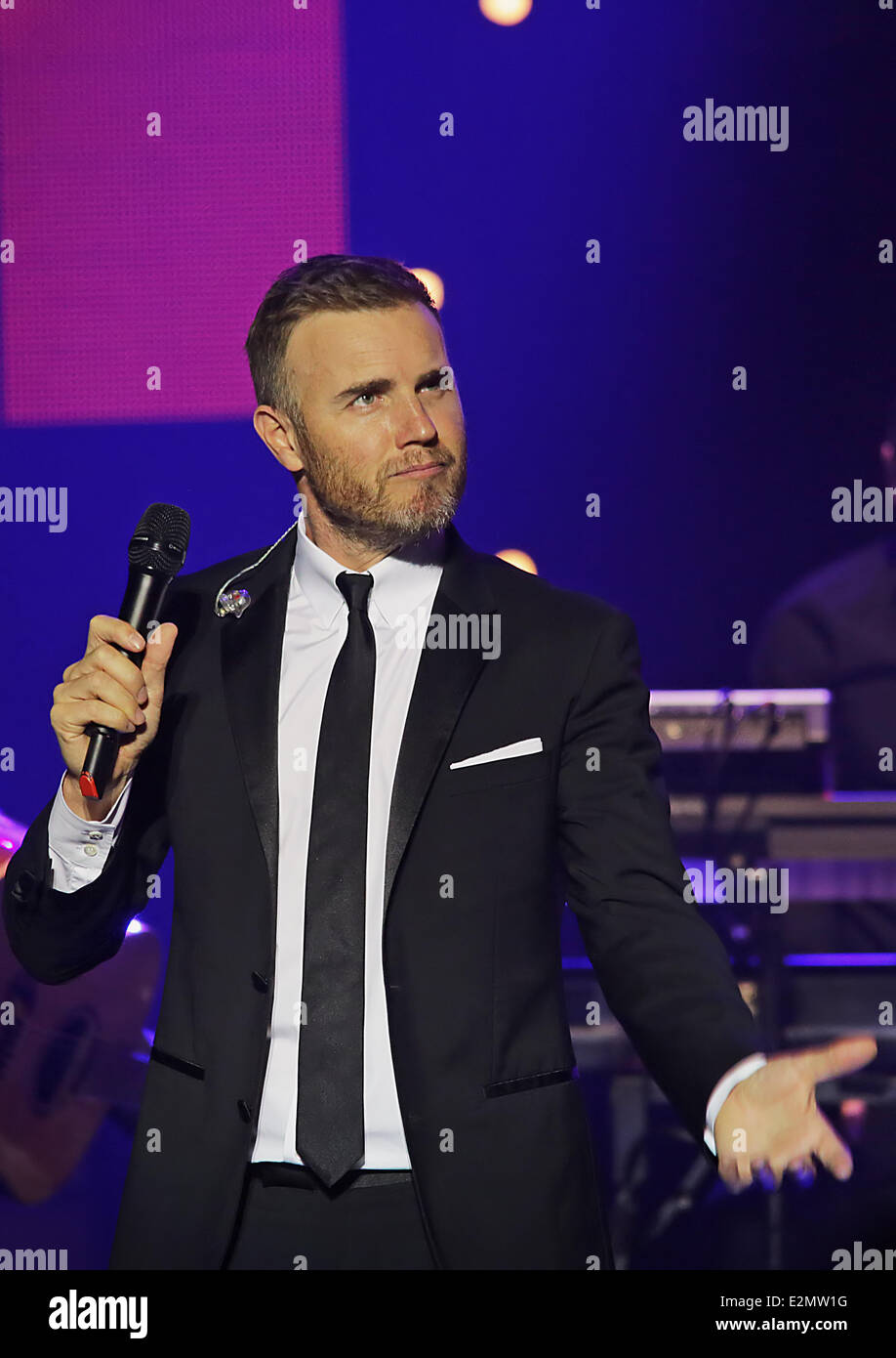 Gary Barlow performing live on stage at the Liverpool Philharmonic Hall ...