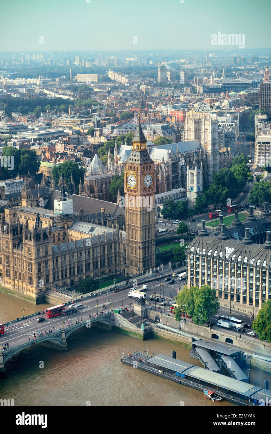 London Westminster rooftop view panorama with urban architectures Stock ...