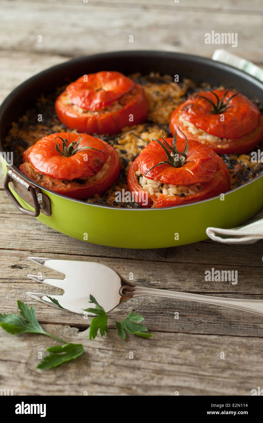 Rice Chard Baked Tomatoes Stock Photo - Alamy