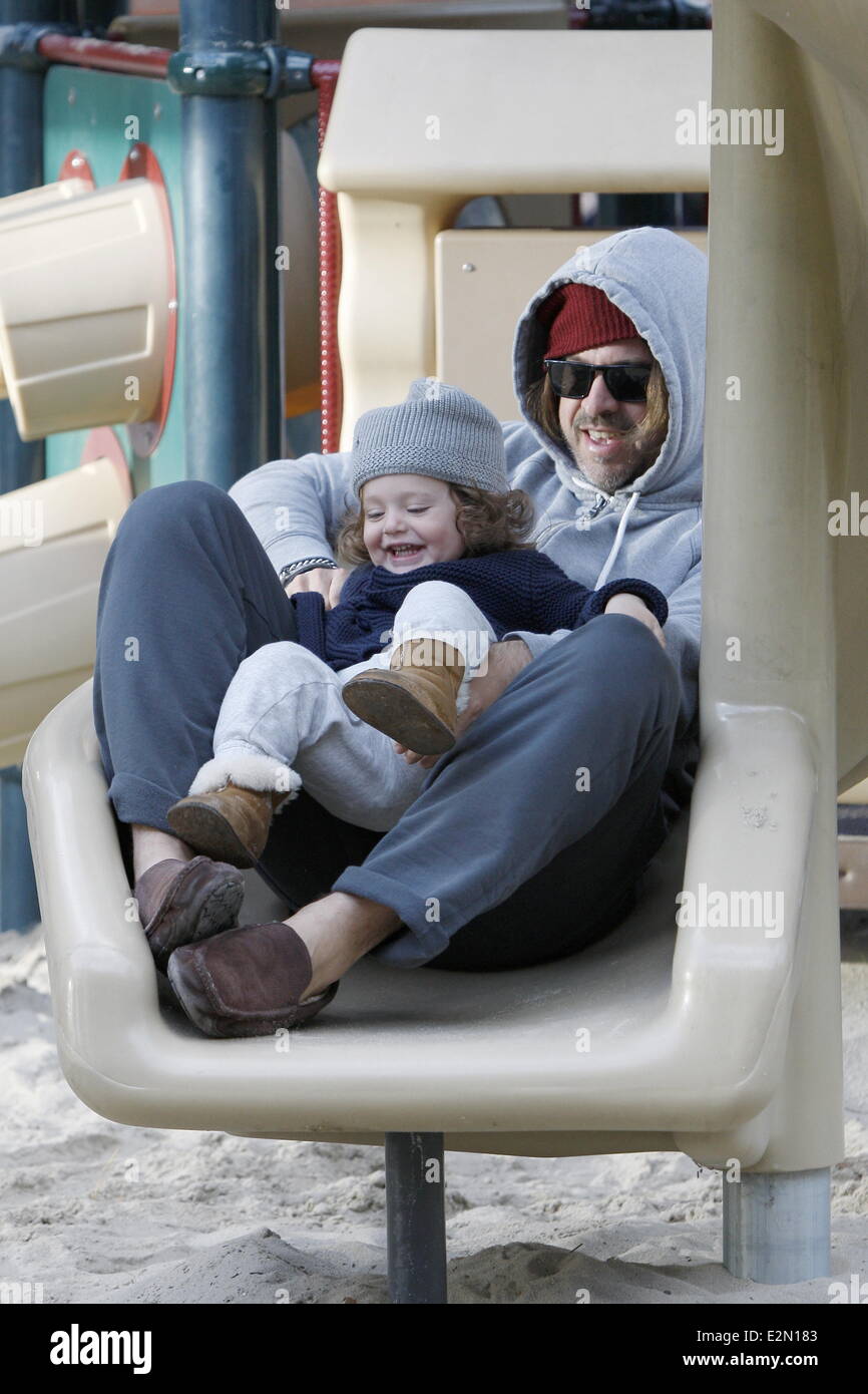 Roger Berman takes his son Skyler to the park in Beverly Hills. Little ...