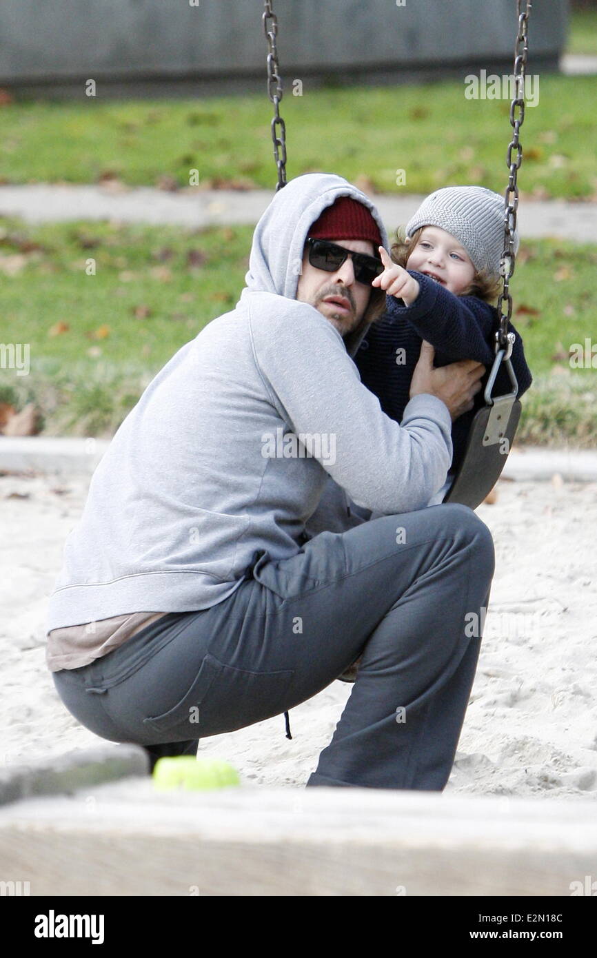 Roger Berman takes his son Skyler to the park in Beverly Hills. Little ...