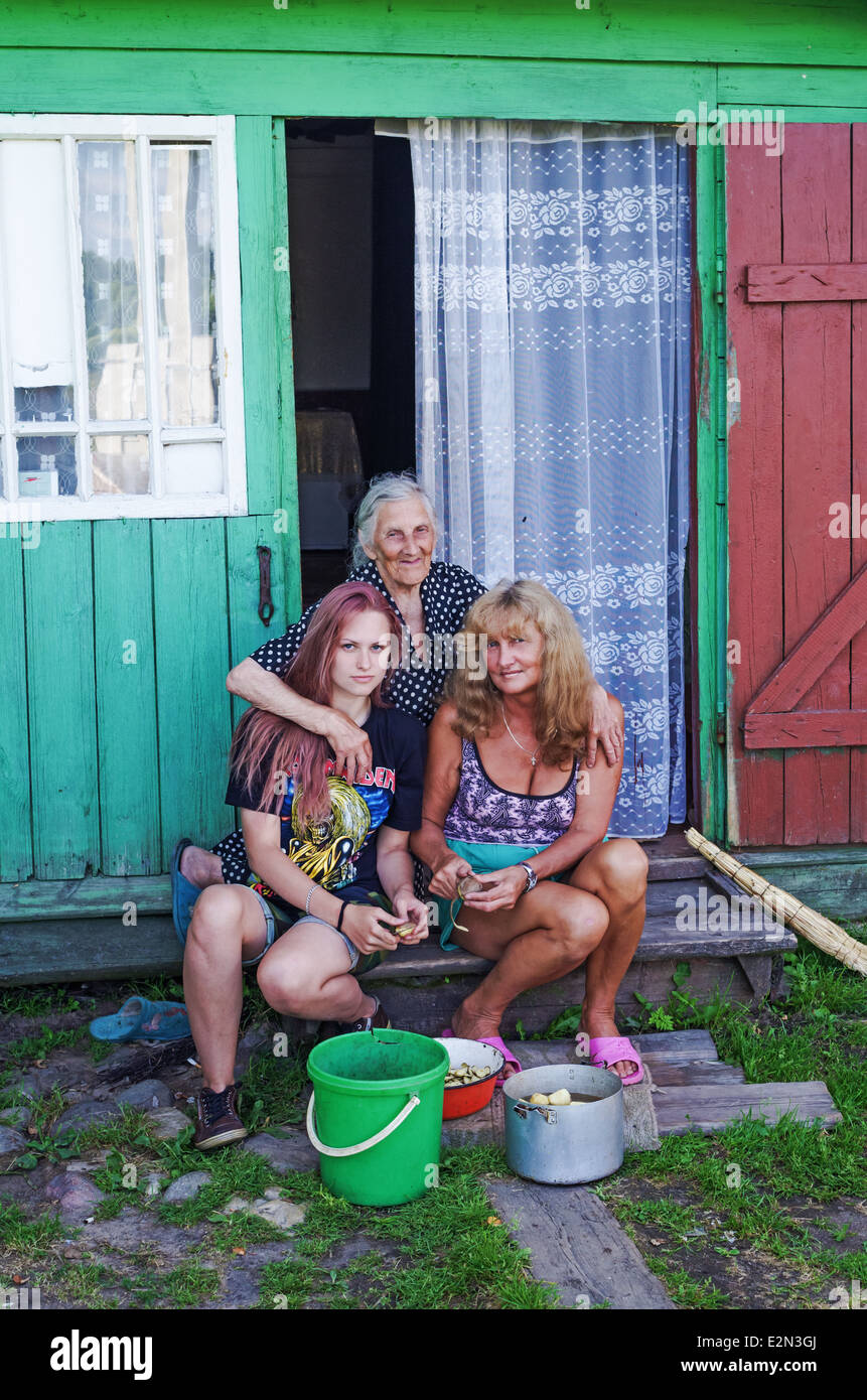 Rural summer lifestyle 2013.Three generations of a rural family Stock ...