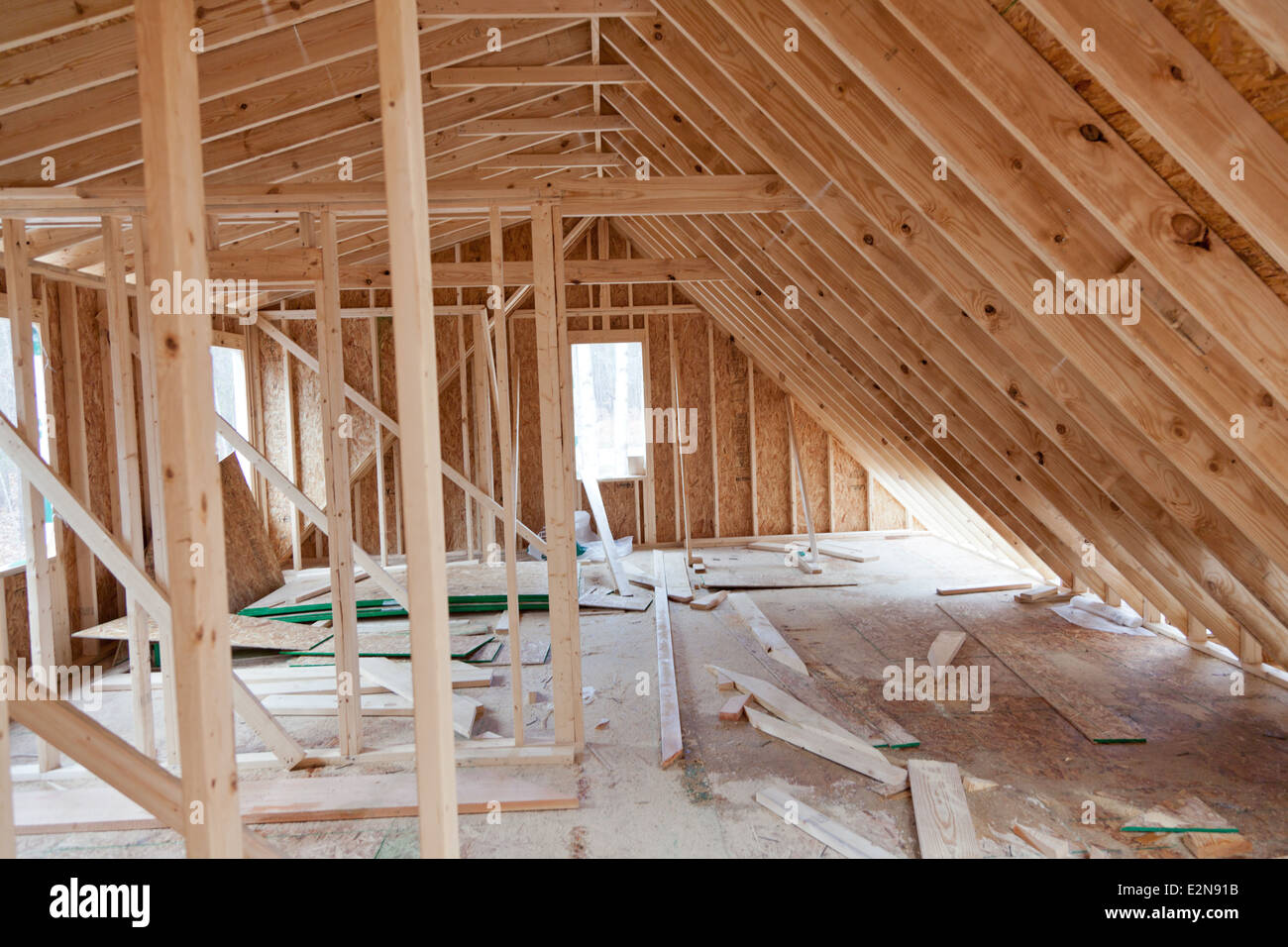 House under construction with beams Stock Photo - Alamy