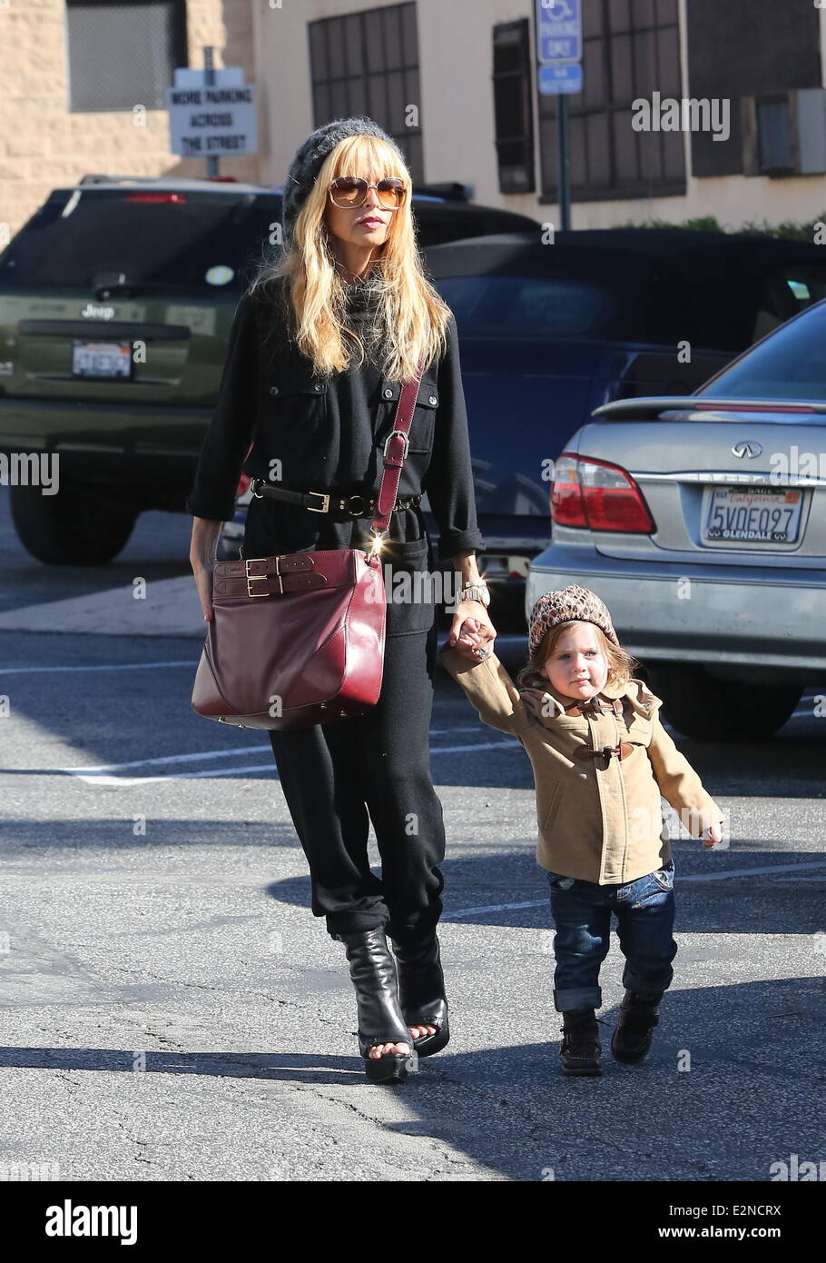 Rachel Zoe and her son arrive at Hugo's Restaurant in Beverly Hills ...
