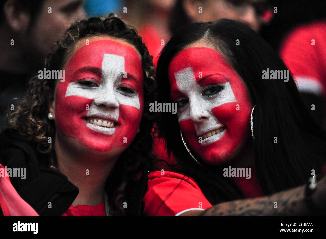 Sankt Gallen, Switzerland. 20th June, 2104. Swiss fans watch a FIFA ...