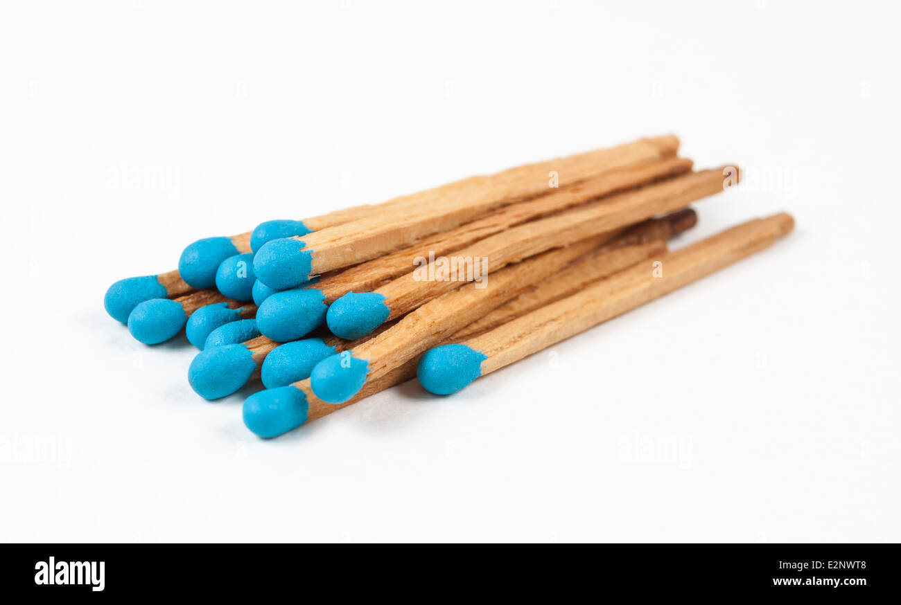 Pile of Blue Matchsticks Stock Photo - Alamy