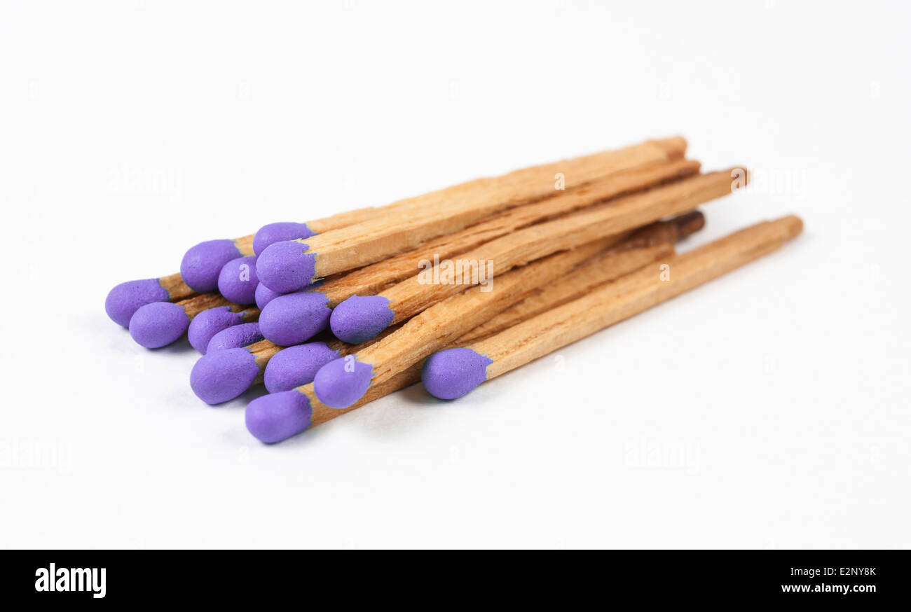 Pile of Dark Purple Matchsticks Stock Photo - Alamy