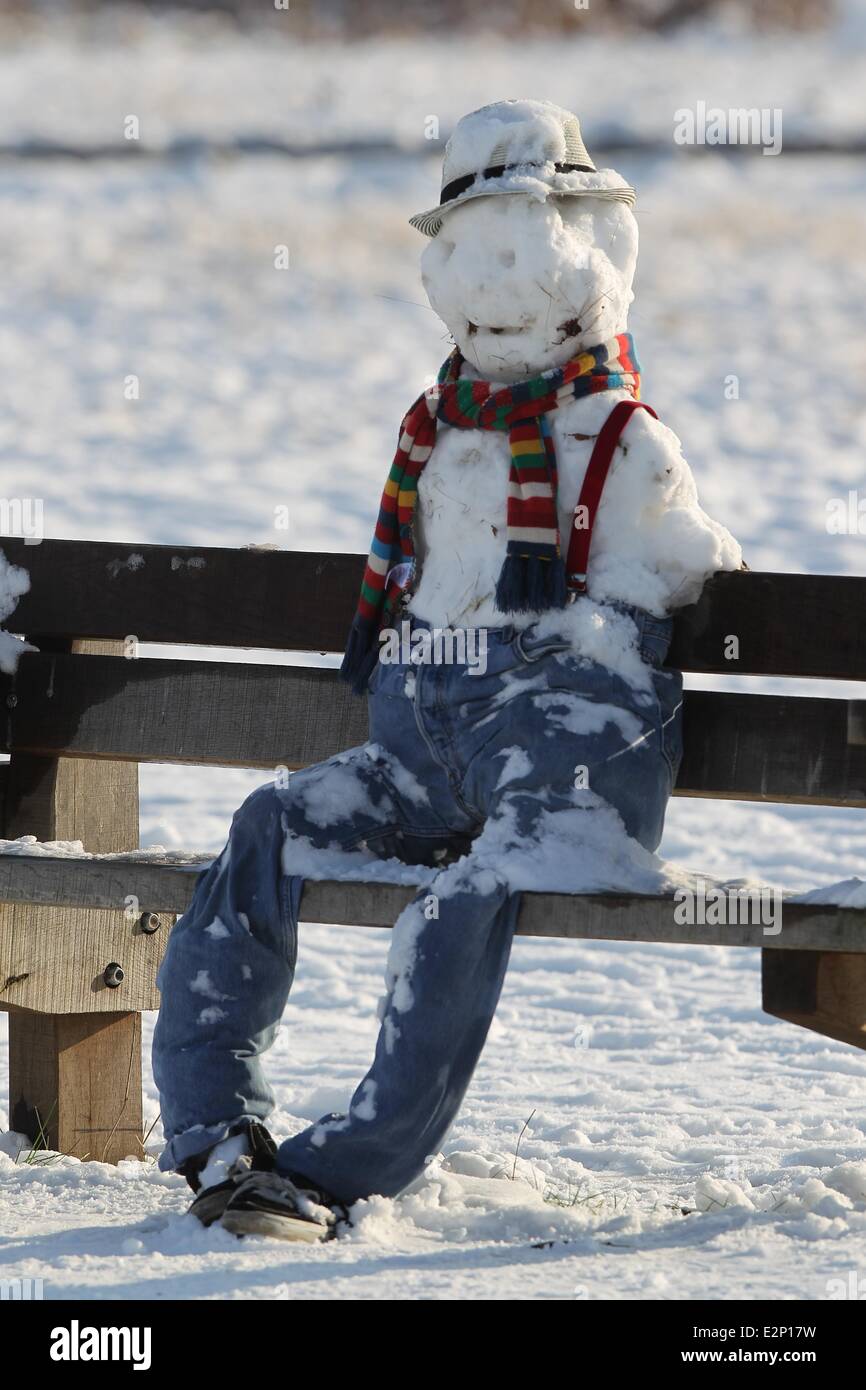 Snow scenes in Richmond Park Featuring: Snowman Where: London, United ...