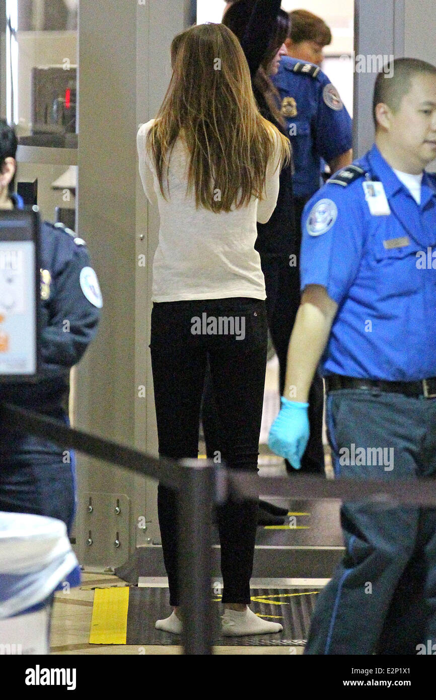 Celebrities arrive at LAX Airport and pass through the security check ...