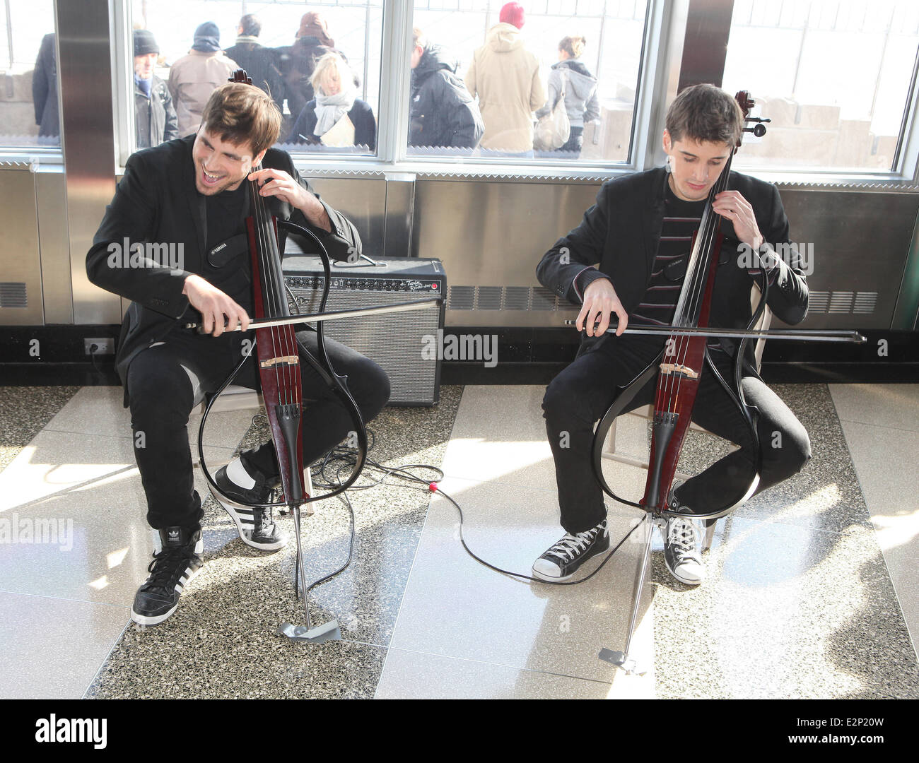 Empire State Building hosts two cellists Luke Sulic and Stejepan Hauser ...
