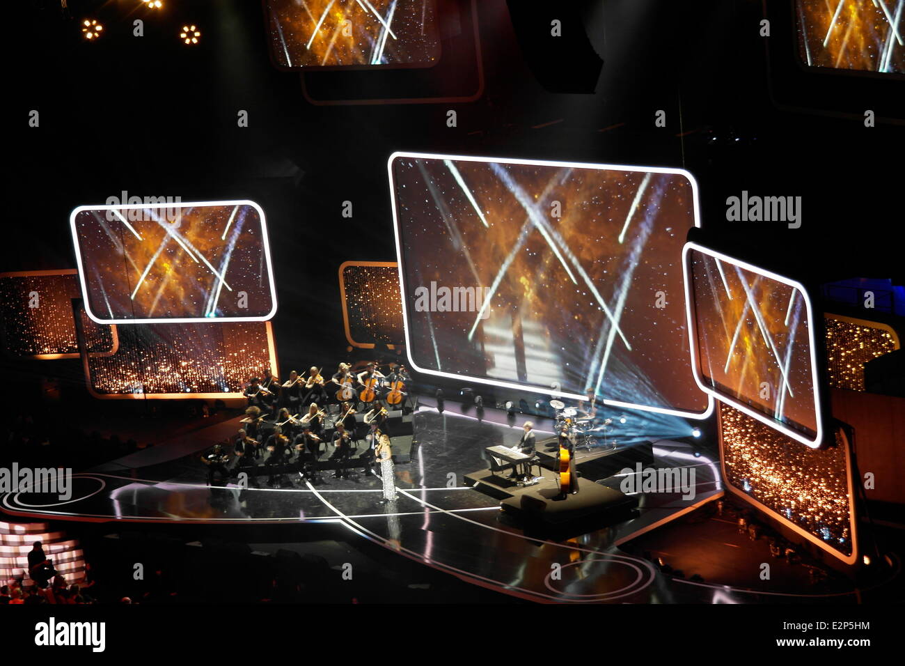 Aerial views inside of the 2013 National Television Awards (NTA's) held ...