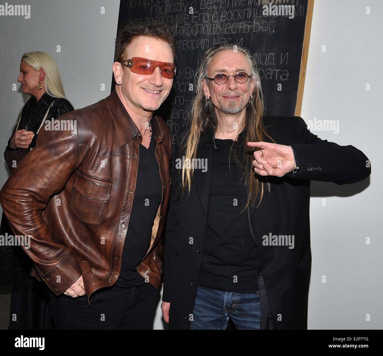 U2 members Bono and The Edge at the Kerlin Gallery to support their ...