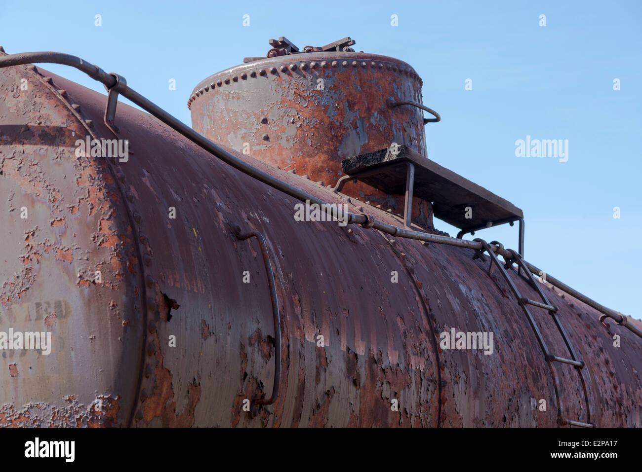 Old rail tanker car in the rail yard of the Sumpter Valley Railroad ...