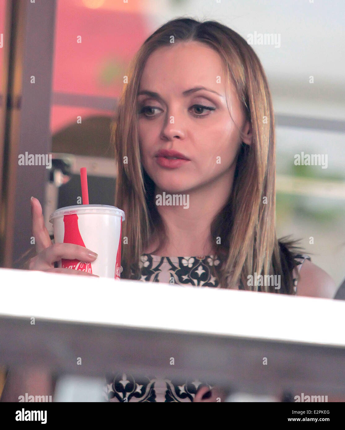 Christina Ricci takes a break during a tour stop at The Grove, where ...
