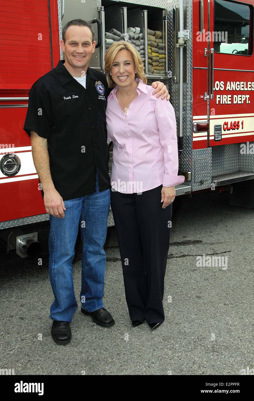 LA City controller Wendy Greuel with LA Fire Chief Frank Lima at the ...