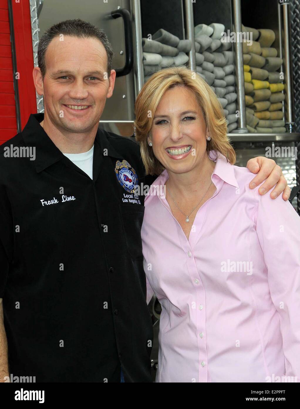 LA City controller Wendy Greuel with LA Fire Chief Frank Lima at the ...