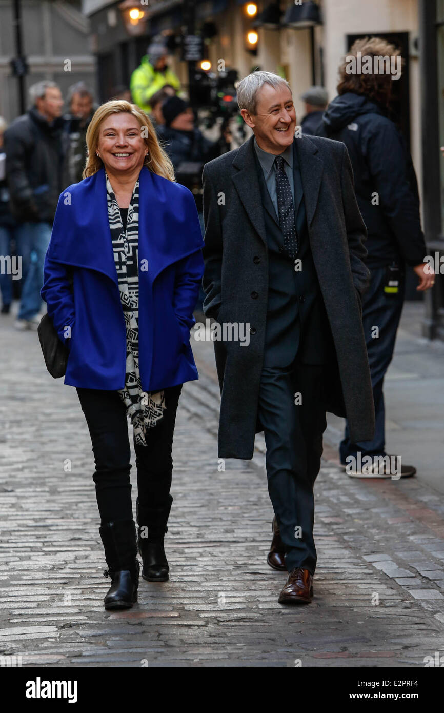 Nicholas Lyndhurst and Amanda Redman filming for BBC series New Tricks ...