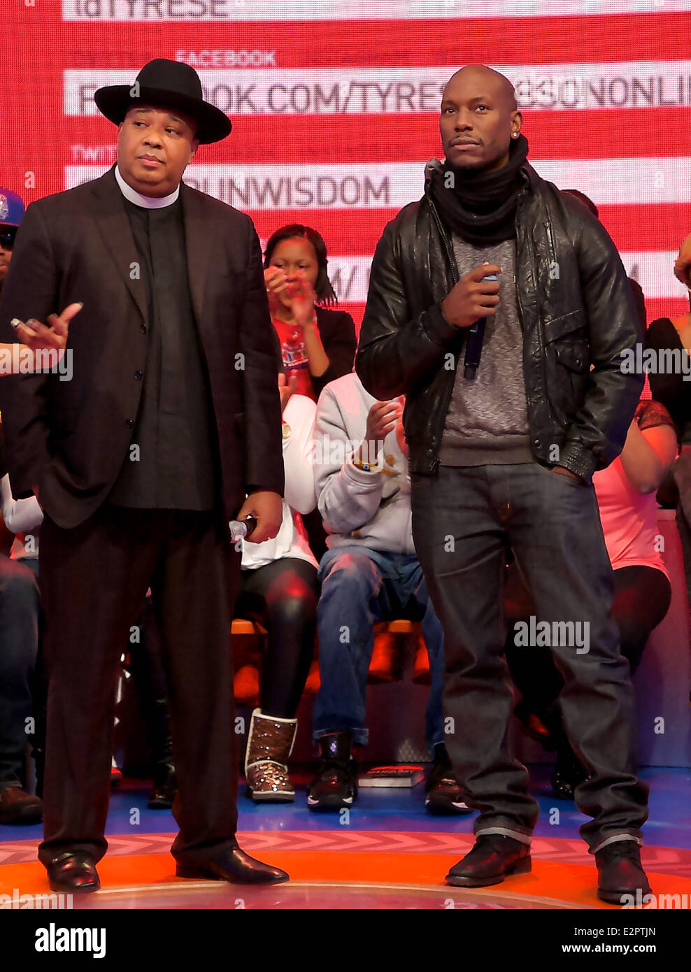 Tyrese Gibson and Rev Run Simmons of Run DMC visit the 106 & Park CBS ...