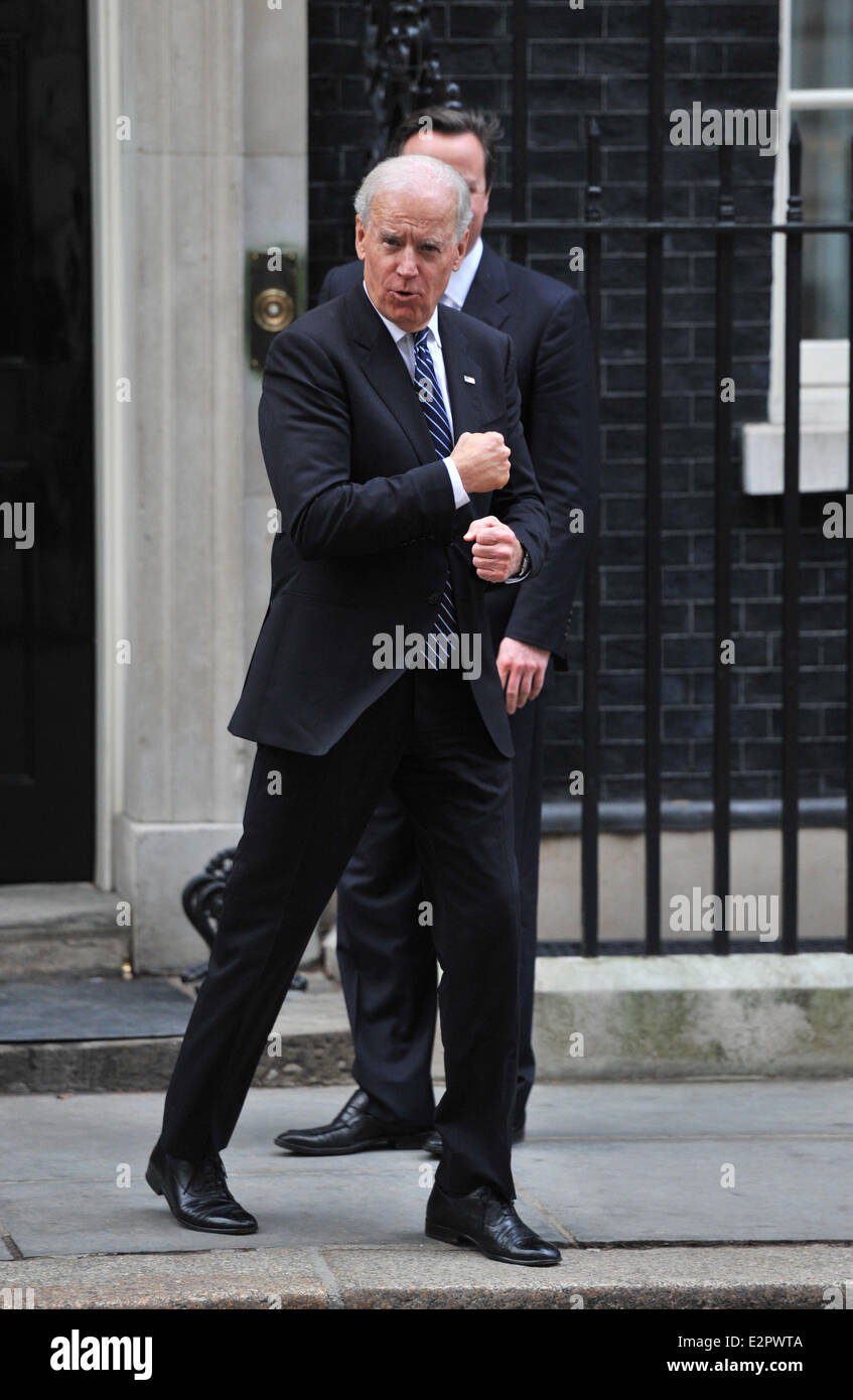US Vice President Joe Biden outside 10 Downing Street with Prime ...