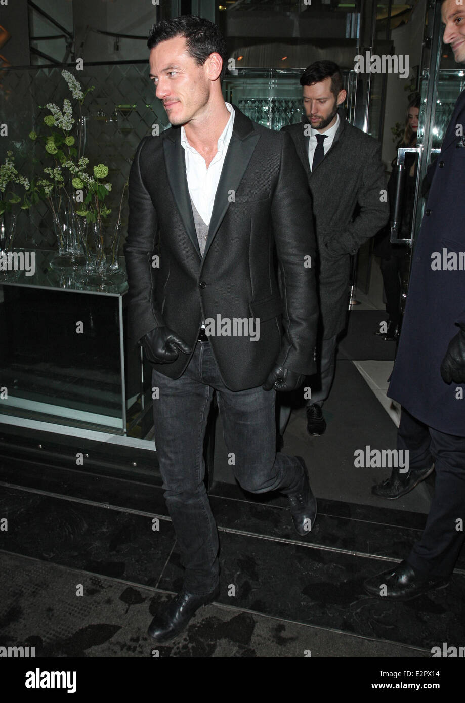 Celebrities leaving the Ivy Club Featuring: Luke Evans Where: London ...