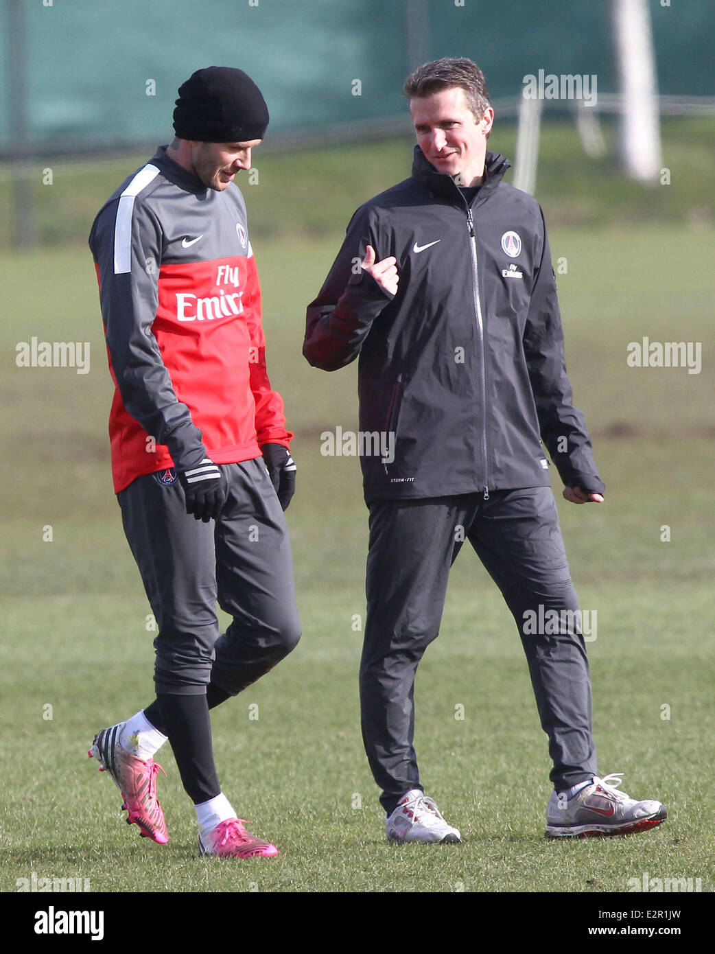 David Beckham takes a break from his training session with coaches from ...
