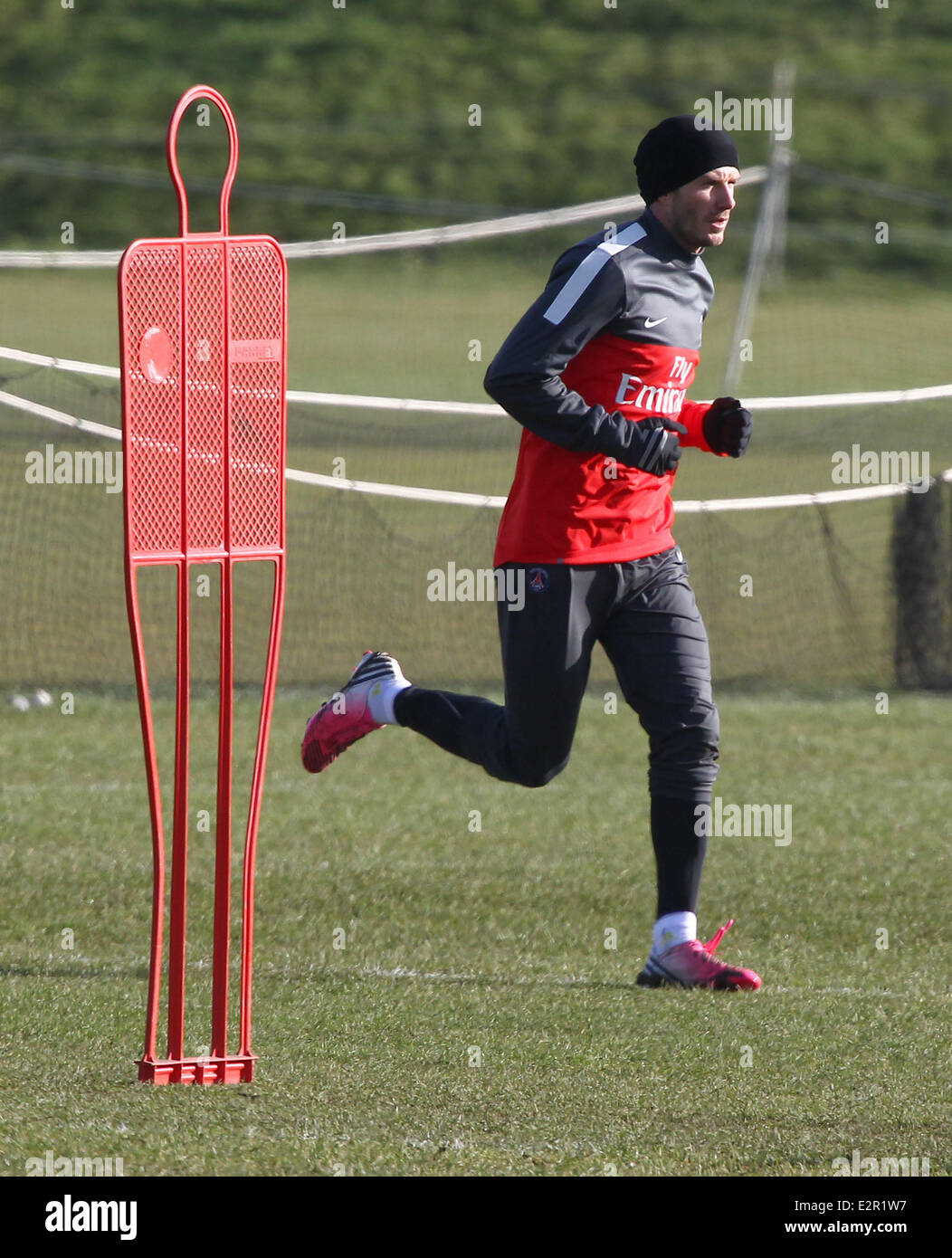 David Beckham is put through his paces during a training session with ...