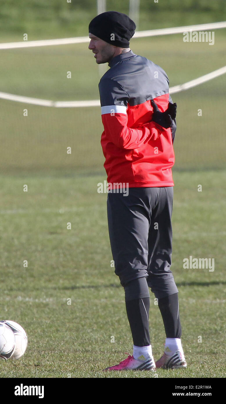 David Beckham is put through his paces during a training session with ...