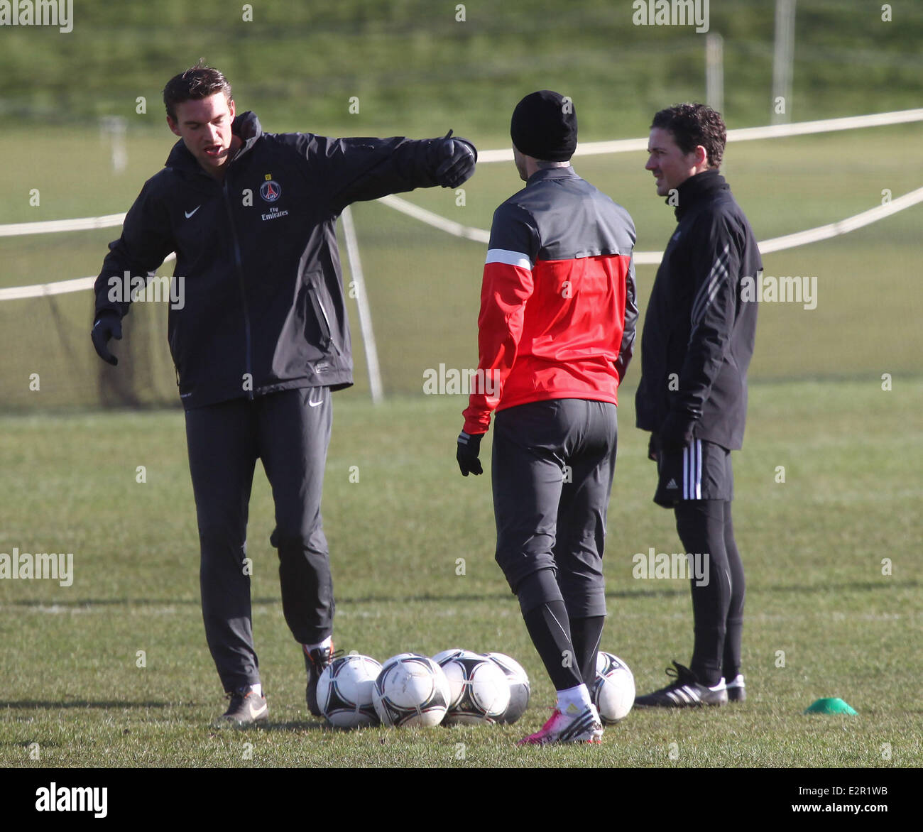 David Beckham is put through his paces during a training session with ...