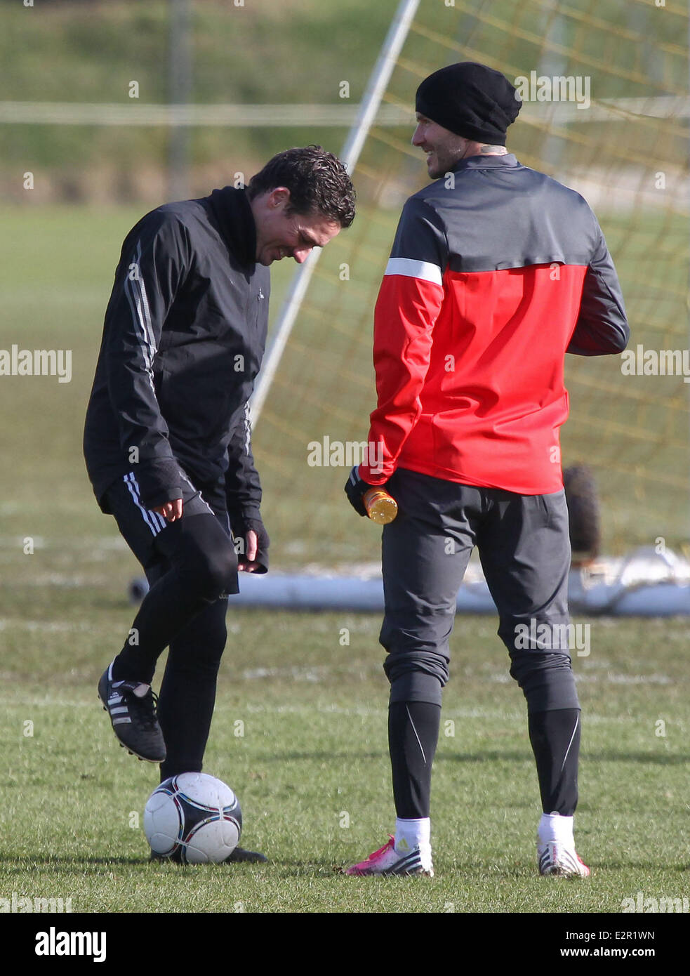 David Beckham is put through his paces during a training session with ...