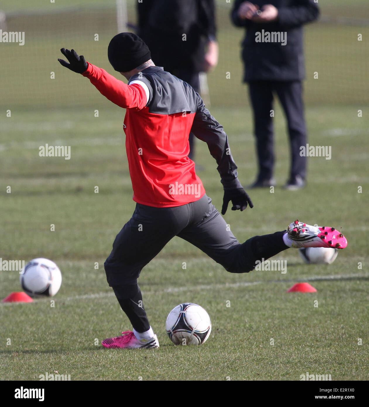 David Beckham is put through his paces during a training session with ...