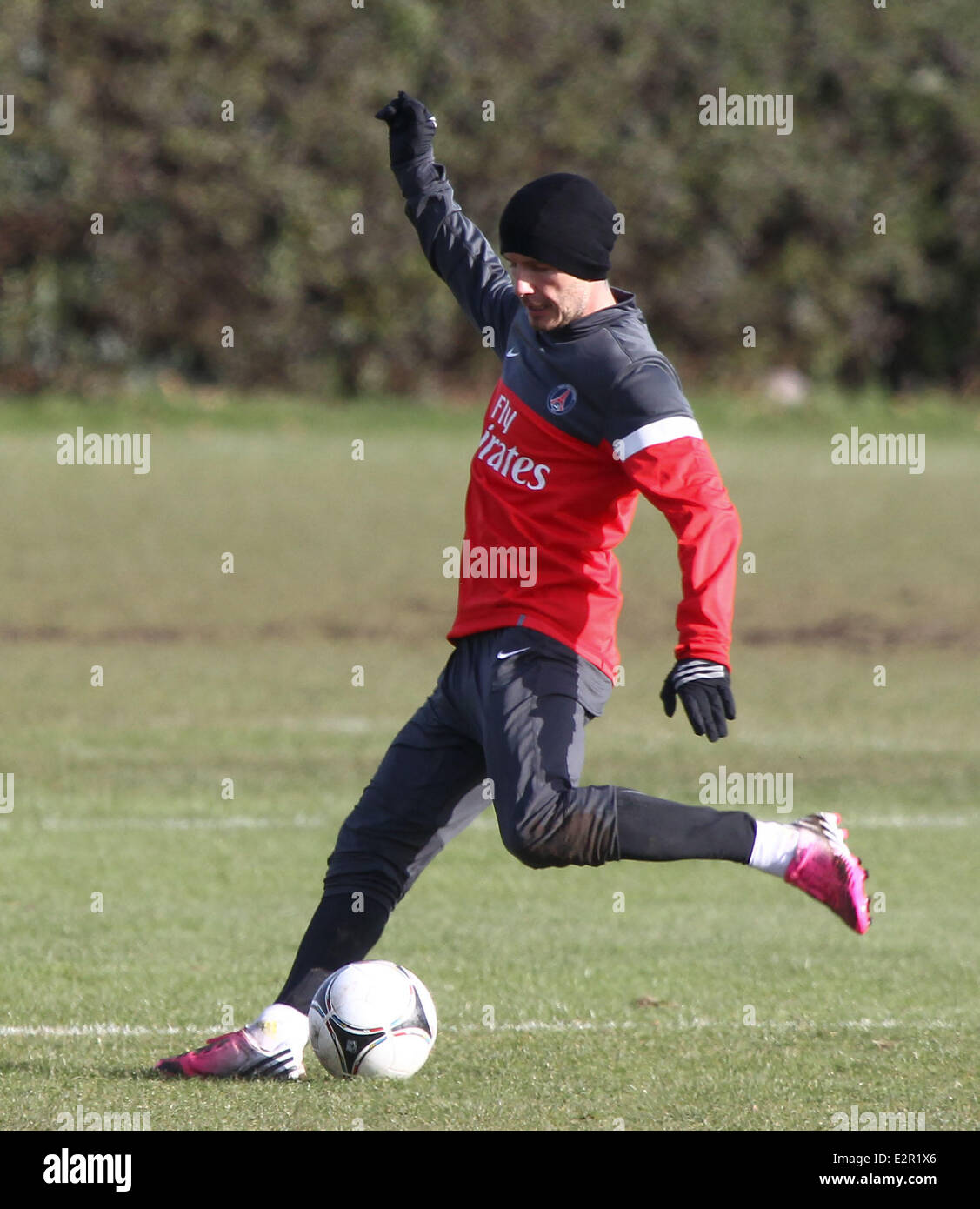 David Beckham is put through his paces during a training session with ...