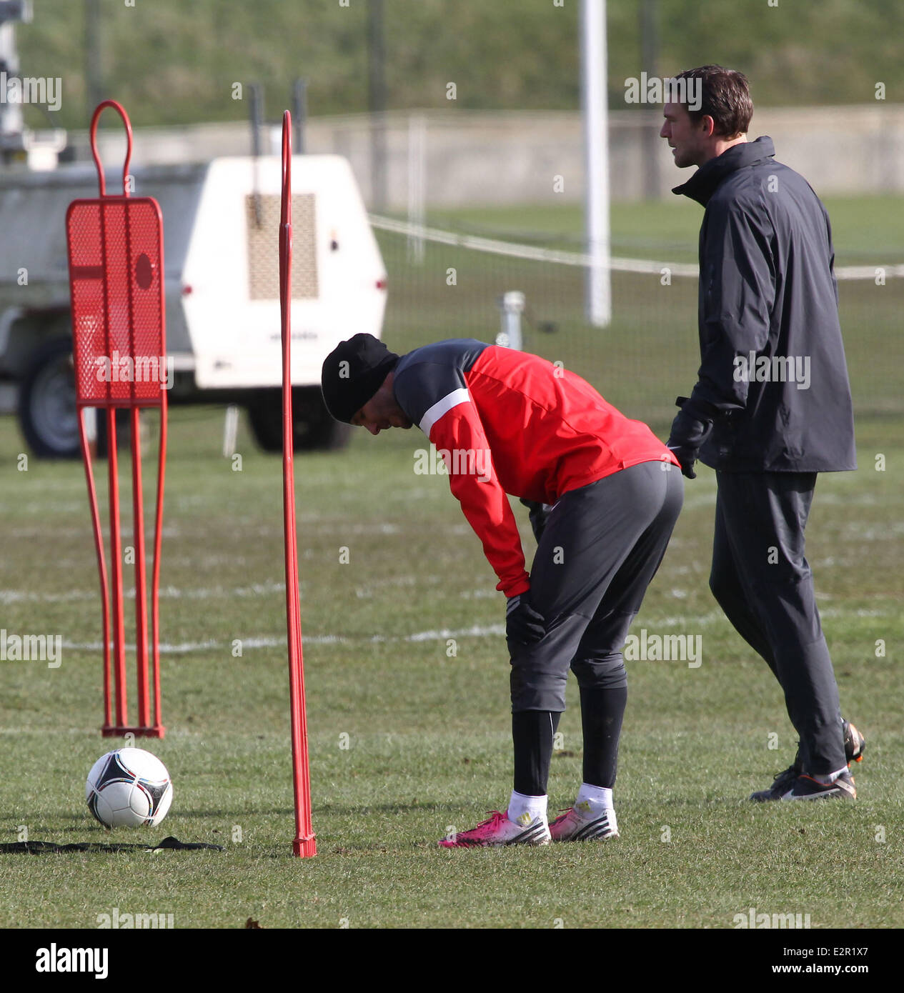 David Beckham is put through his paces during a training session with ...