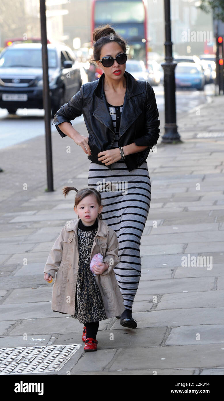 Myleene Klass taking her daughters to school Featuring: Myleene Klass ...