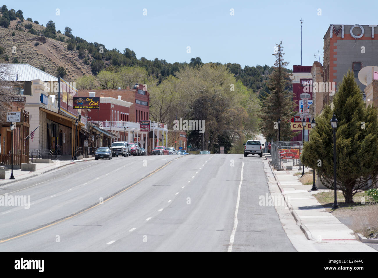 Main street of the historic mining town of Eureka, Nevada Stock Photo ...