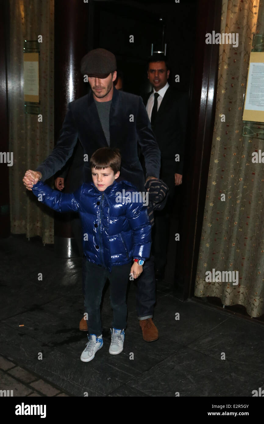 The Beckham family and Ramsay family depart Tamarind Restaurant ...